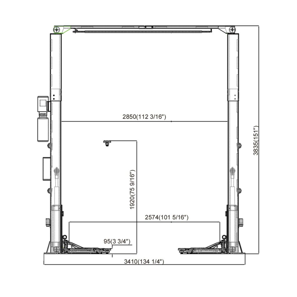 Garage Car Clear Floor Two Post Lift ON-7214E | 4.2 Ton Capacity